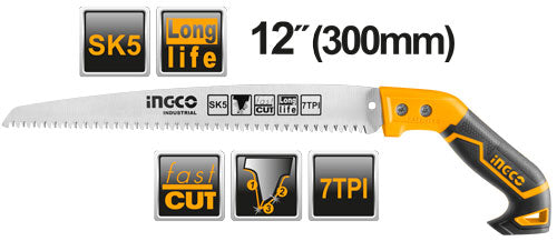 Ingco 12" Pruning Hand Saw | 300mm Taiwan SK5 Carbon Steel Blade Tree ...